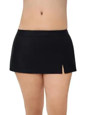 AQUA GREEN Skirted Swimsuit Bottom With Side Slit - Black