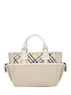 Burberry Check Satchel Handbag - White