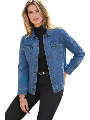 JESSICA LONDON Jessica London Classic Cotton Denim Jacket Blue