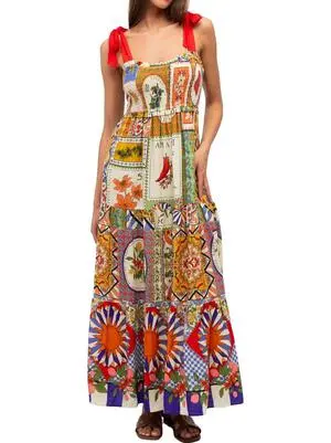 LABEL OF LOVE Amalfi Mosaic Maxi Dress - Orange