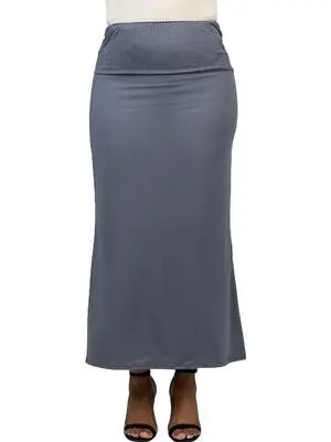 24SEVEN COMFORT APPAREL Foldover Maxi Skirt - Charcoal