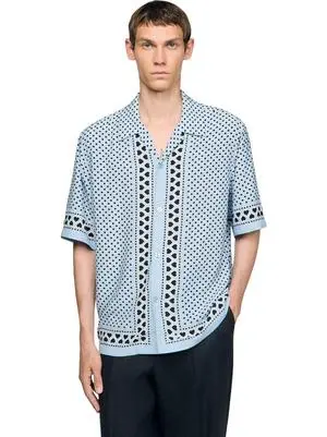 Sandro Heart Motif Flowing Shirt - Sky Blue