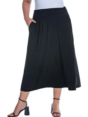 24SEVEN COMFORT APPAREL Foldover Maxi Skirt With Pockets - Black