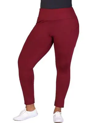 24SEVEN COMFORT APPAREL Ankle Length Yoga Leggings With Pockets - Wine