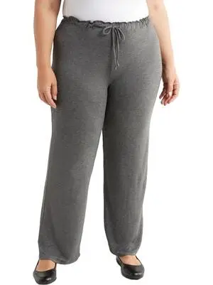 24SEVEN COMFORT APPAREL Stretch Drawstring Pants - Smoke
