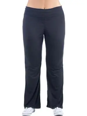 24SEVEN COMFORT APPAREL Bell Bottom Foldover Waist Sweatpants - Black