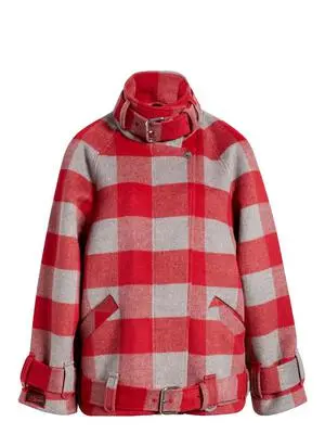 DAMSON MADDER Polly Water Resistant Buffalo Check Jacket - Red