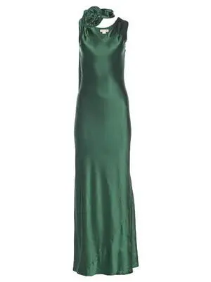VASILIKI Luna Silky Bias Cut Gown - Emerald