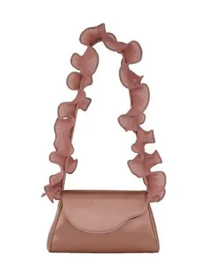 Badgley Mischka Sophia Ruffle Pouch Clutch - English Rose