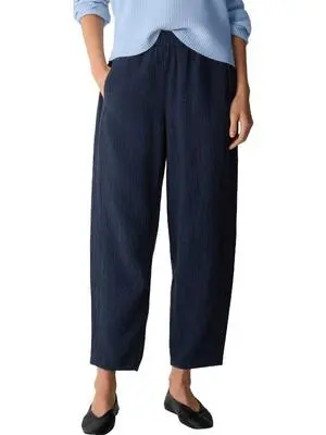 Eileen Fisher Stretch Organic Cotton Ankle Lantern Pants - Ink