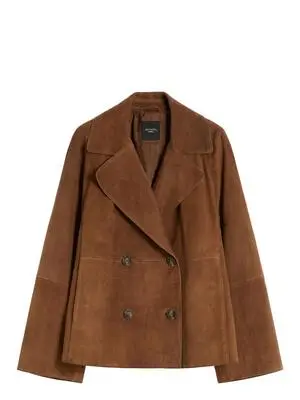 Max Mara Double-breasted Suede Jacket - Tobacco