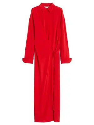 Max Mara Stretch Silk Shirt Dress - Red