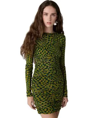 Diane Von Furstenberg Leona Reversible Dress - Mini Floating Plaid Ecru And Paisley Rhapsody Sorbet