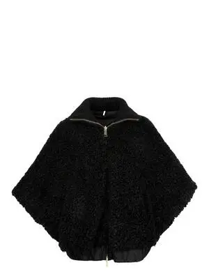 Moncler Fleece Zip-up Cape - Black