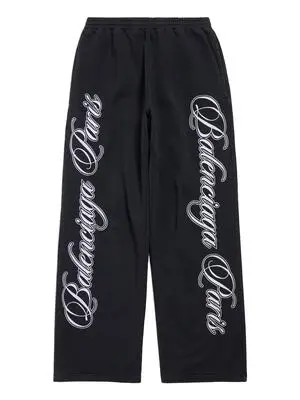 Balenciaga Cursive Baggy Pants - Black