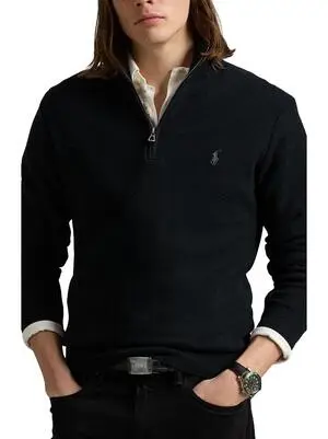 Polo Ralph Lauren Solid Cotton Piqué Quarter Zip Sweater Polo Black/tonal Pp