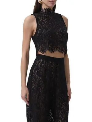 AFRM Cayne Sheer Lace Crop Tank - Noir