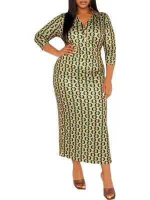 BUXOM COUTURE Geometric Print Body-con Maxi Dress - Multi