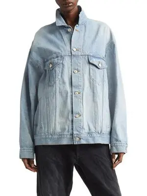 Balenciaga Regular Fit Denim Jacket - Dirty Light Blue
