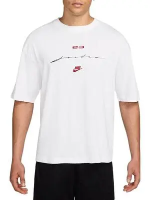 JORDAN Mj Flight Script Boxy Short Sleeve Graphic T-shirt - White/gym Red