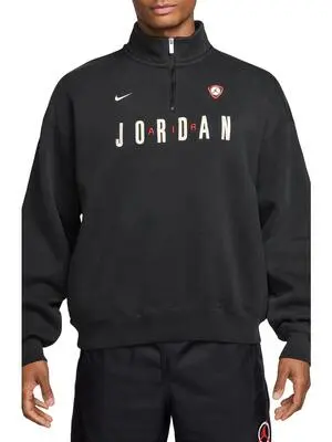 JORDAN Flight Oversize Fleece Quarter-Zip Pullover Black/sail