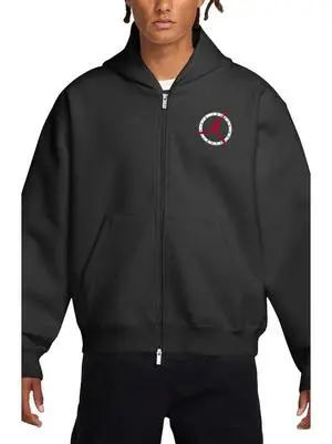 JORDAN Flight Club Oversize Fleece Zip Hoodie - Black