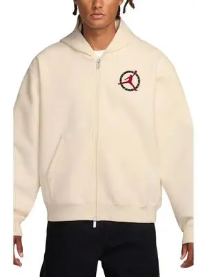 JORDAN Flight Club Oversize Fleece Zip Hoodie - Pale Ivory