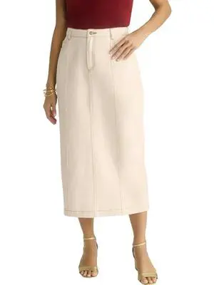 JESSICA LONDON Contrast Stitching Seamed Skirt - Oatmeal