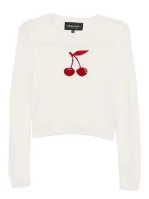 Cynthia Rowley Intarsia Cropped Sweater Ivory