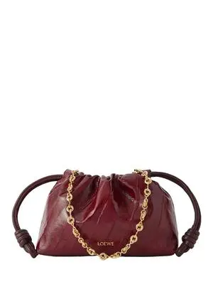 Loewe Flamenco Mini Crinkled-eel Clutch - Burgundy
