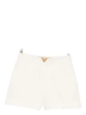 Valentino Garavani Vlogo Signature Wool And Silk Shorts - White