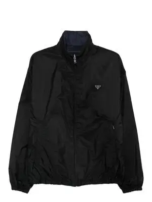 Prada Logo-plaque Zip-up Jacket - Black