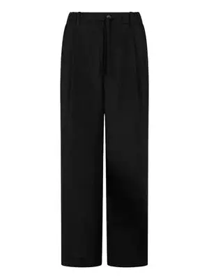 STUDIO TOMBOY Drawstring Waist Pleated Trousers - Black