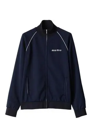 Miu Miu Technical Jersey Blouson Jacket Navy