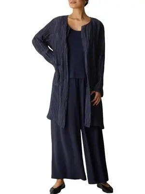 Eileen Fisher Longline Crinkle Jacket - Ink