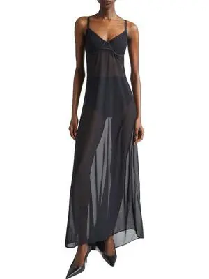Balenciaga Naked Sheer Stretch Technical Tulle Dress - 1000 Black