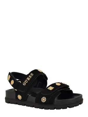 Guess Quarter-strap Studded Sandals - Black