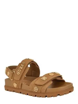 Guess Quarter-strap Studded Sandals - Natural