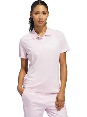 Adidas Originals All Over Trefoil Polo Shirt - Clear Pink / Chalk White