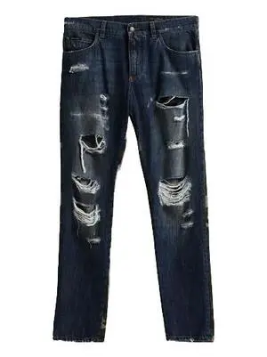 Dolce & Gabbana Tapered Jeans With Camouflage Print - Blue