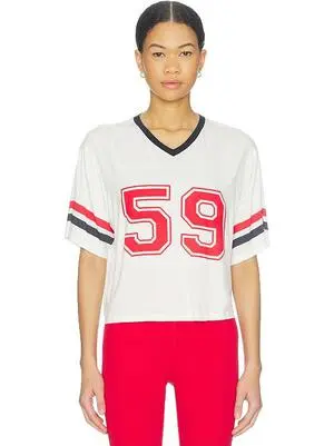 Splits59 Rex Varsity Jersey V-neck Top - White