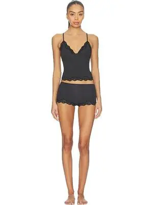 SKIMS Fits Everybody Lace Cami And Boyshort Set - Onyx