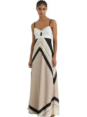 REISS Myra Petite Scarf-print Tie-back Maxi Dress - Ivory/black