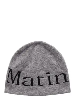 MATIN KIM Logo Jacquard Short Beanie - Grey
