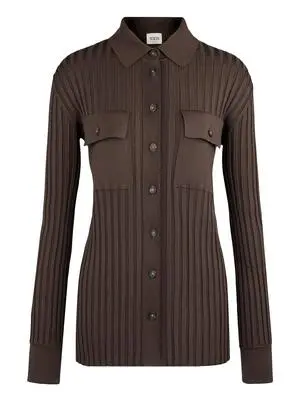 TOD'S Silk Button-up Sweater - Brown