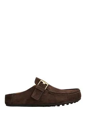 TOD'S Suede Mule Loafers - Brown