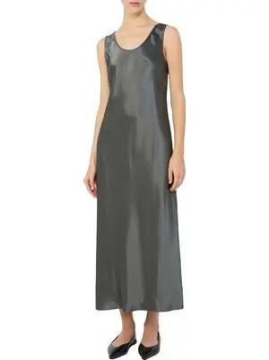 MM BY MAX MARA Talete Metallic Satin Slipdress - Dark Grey