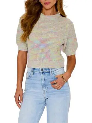 VICI Cotton Mélange Puff Sleeve Sweater - Multi
