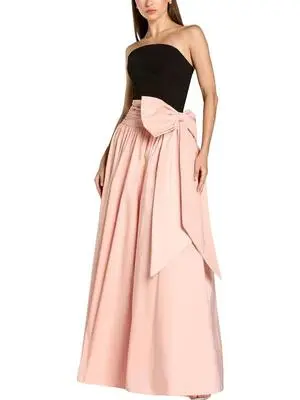 Mac Duggal Crepe And Faille Strapless Gown With Bow - Black Blush