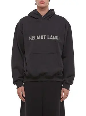 Helmut Lang Plaid Check Logo Hoodie - Vintage Black